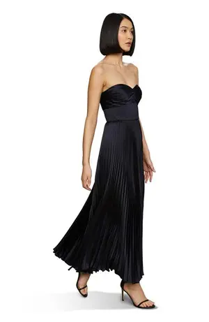 AMUR Sweetheart Neck Sleeveless Pleated Tea-length A-line Dress