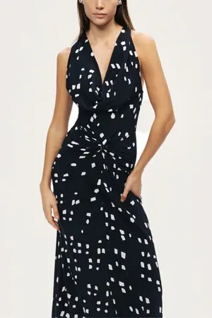 NOCTURNE Halter Neck Printed Maxi Dress