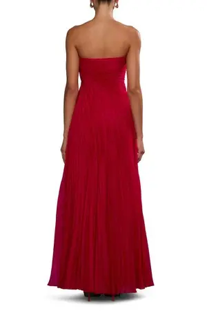 AMUR Elea Asymmetrical Pleated Gown - Solstice Red