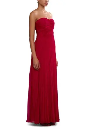 AMUR Elea Asymmetrical Pleated Gown - Solstice Red