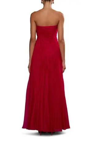 AMUR Elea Asymmetrical Pleated Gown - Solstice Red