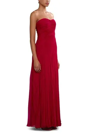 AMUR Elea Asymmetrical Pleated Gown - Solstice Red