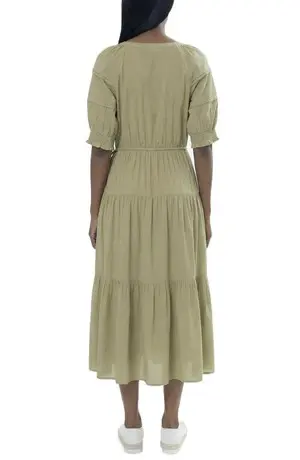 AREA STARS V-neck Side Tie Midi Dress