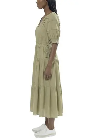 AREA STARS V-neck Side Tie Midi Dress