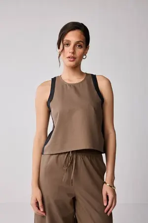 REISTOR Cotton Colorblock Wide-leg Set