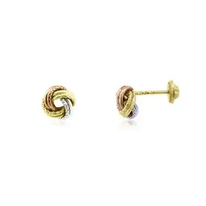 THE LOVERY FINE JEWELRY Tricolor Knot Stud Earrings - Gold