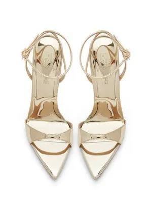 Femme La Gg Ankle Strap Stiletto Sandals - Gold