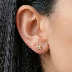 THE LOVERY FINE JEWELRY Mini Puffy Heart Screw Back Stud Earrings In 14k Yellow