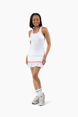 LOVE ALL TENNIS Doris Racerback Tank With Gingham Trim - Light Blue Gingham