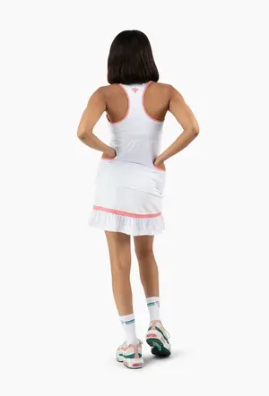 LOVE ALL TENNIS Doris Racerback Tank With Gingham Trim - Light Blue Gingham