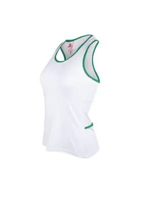 LOVE ALL TENNIS Doris Racerback Tank With Gingham Trim - Light Blue Gingham