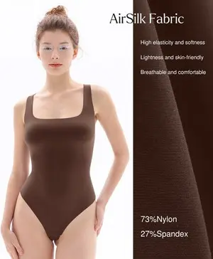 POPILUSH Cloudsense Wide Strap Tank Bodysuit - Chocolate