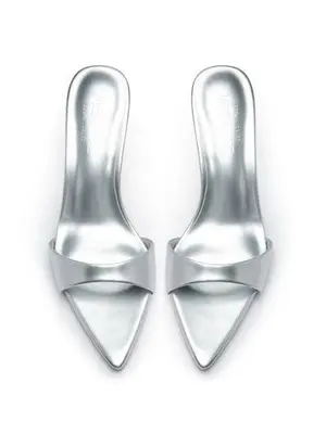 FEMME Marseille Patent Pointed Toe Mule - Platinum