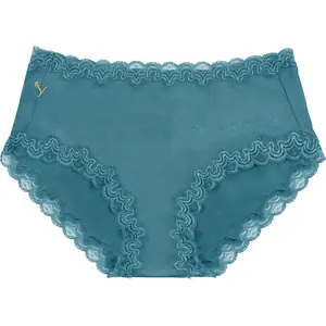 Uwila Warrior Soft Silk Lace Trim Silk Briefs - Storm Blue