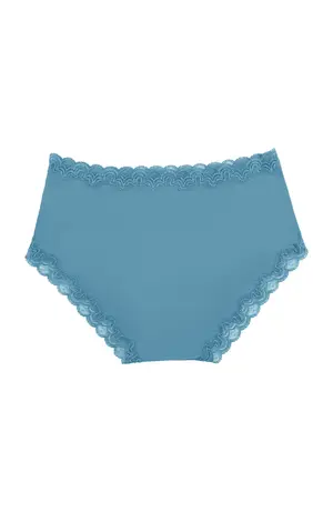 Uwila Warrior Soft Silk Lace Trim Silk Briefs - Storm Blue