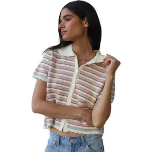 Callahan Knitwear Mai Crochet Polo - Creme
