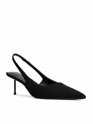 FEMME G55 Suede Slingback Kitten Heel Pumps - Black