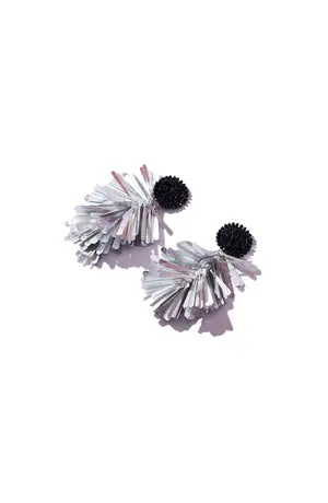 SIMITRI Petal Fringe Earrings - Gray