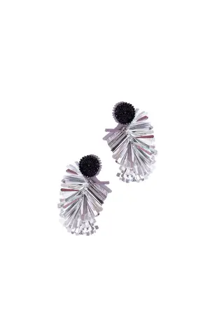 SIMITRI Petal Fringe Earrings - Gray