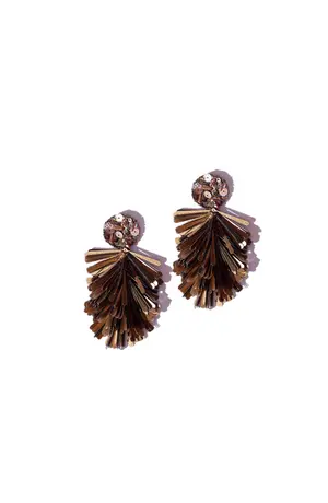 SIMITRI Petal Fringe Earrings - Rust