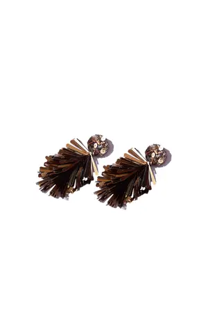 SIMITRI Petal Fringe Earrings - Rust