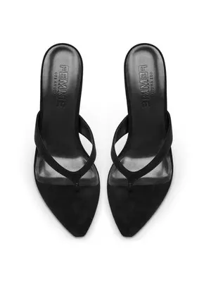FEMME Tokyo Thong Stiletto Sandal - Black