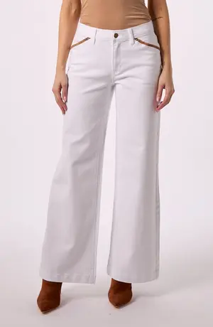 BLUE REVIVAL Sadie Mid Rise Wide Leg Jeans - White