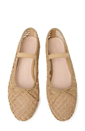 LOEFFLER RANDALL Leonie Woven Raffia Mary Jane Ballet Flats