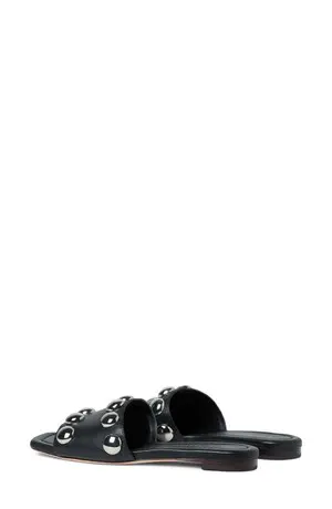 LOEFFLER RANDALL Hayes Studded Slide Sandal - Black/silver