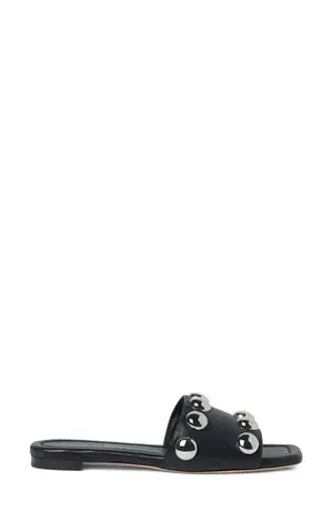 LOEFFLER RANDALL Hayes Studded Slide Sandal - Black/silver