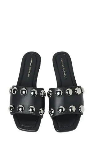 LOEFFLER RANDALL Hayes Studded Slide Sandal - Black/silver