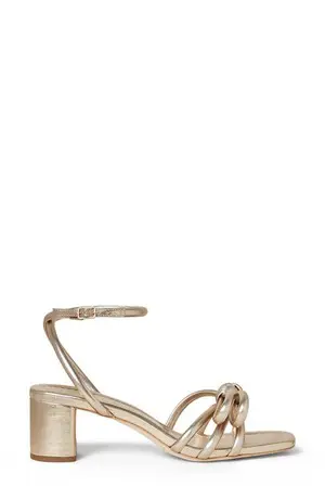 LOEFFLER RANDALL Metallic Ankle Strap Block Heel Sandal