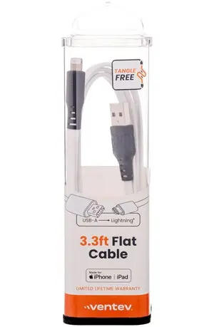 VENTEV Flat Usb-a To Apple Lightning High Speed Tangle-free 3 Foot Cable