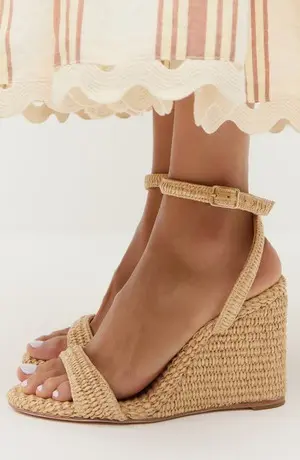 LOEFFLER RANDALL Gavi Raffia Wedge Sandals