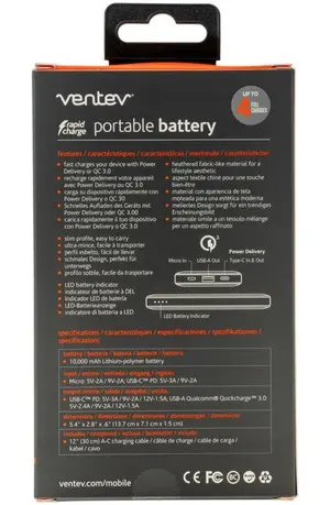VENTEV 10k Mah Portable Battery