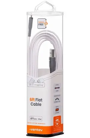 VENTEV Flat Usb-a To Apple Lightning High Speed Tangle-free 6 Foot Cable