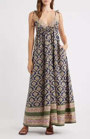 Free People Sorrento Stroll Printed Maxi Dress - Blueberry Combo