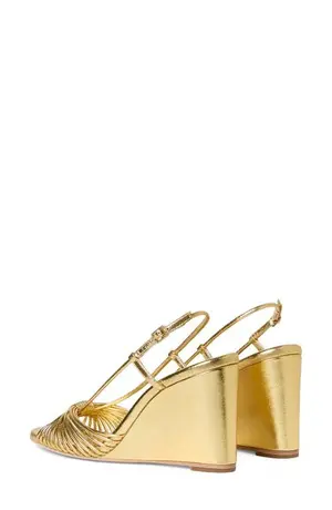 LOEFFLER RANDALL Marren Metallic Leather Slingback Wedge Sandal