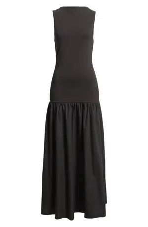 Topshop Drop Waist Mixed Media Maxi Dress