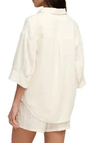 FAVORITE DAUGHTER The Off-duty Stripe Linen Blend Button-up Shirt