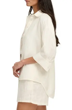 FAVORITE DAUGHTER The Off-duty Stripe Linen Blend Button-up Shirt