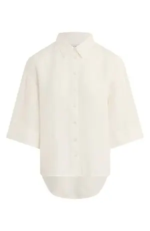 FAVORITE DAUGHTER The Off-duty Stripe Linen Blend Button-up Shirt