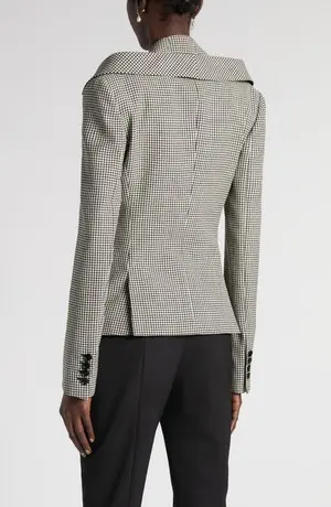 Alexander McQueen Houndstooth Off-the-shoulder Wool Harness Jacket