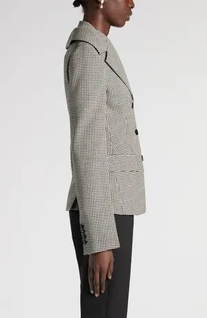 Alexander McQueen Houndstooth Off-the-shoulder Wool Harness Jacket