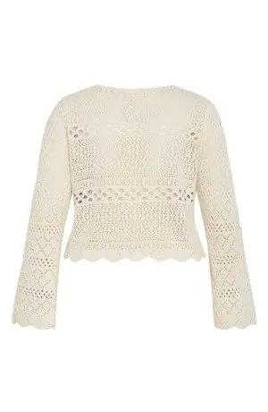 City Chic Tie Front Open Stitch Cardigan