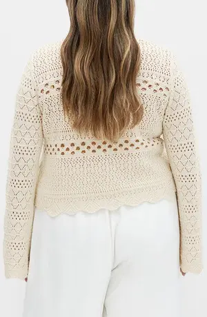 City Chic Tie Front Open Stitch Cardigan