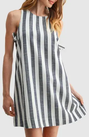 ALL IN FAVOR Striped Mini Dress With Side Ties