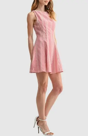 ALL IN FAVOR Embroidered Fit & Flare Mini Dress