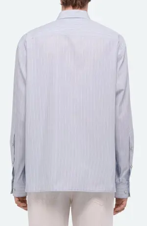 Helmut Lang Relaxed Fit Stripe Button-up Shirt - Light Blue Multi