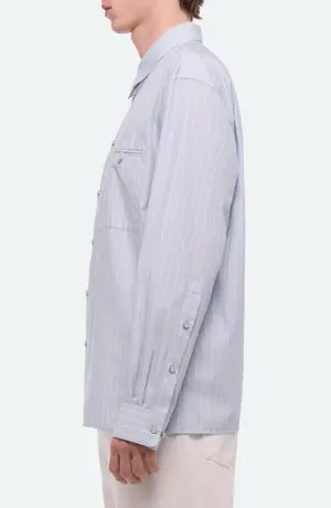 Helmut Lang Relaxed Fit Stripe Button-up Shirt - Light Blue Multi